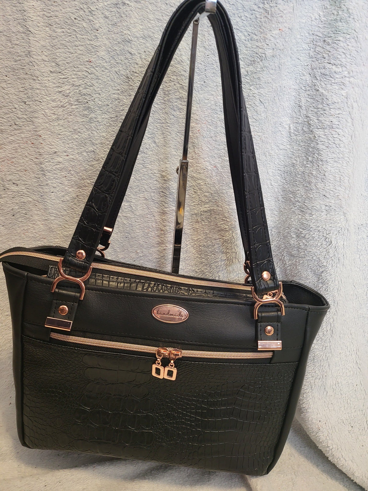 Ready to Ship: Black and Rose Gold Soul Handbag | Dame Dahlia Creations